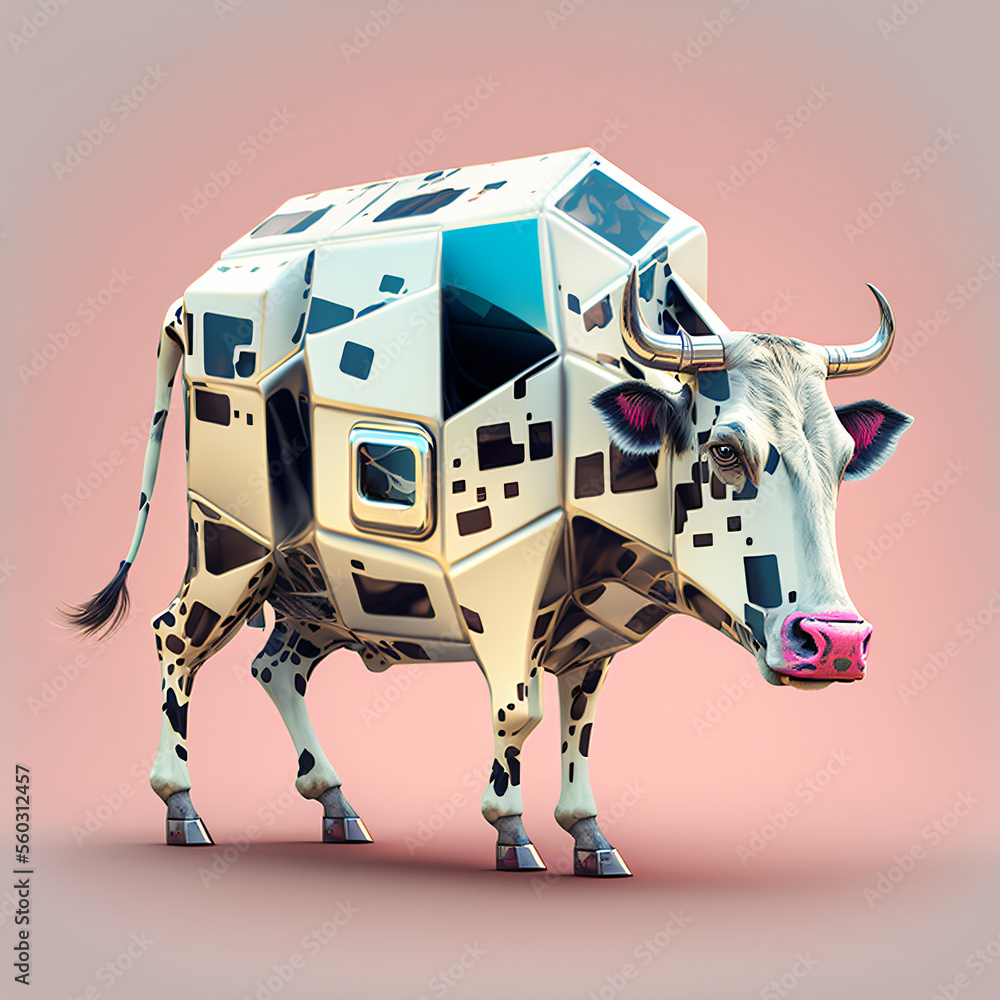 cow surreal illustration Stock Illustration | Adobe Stock