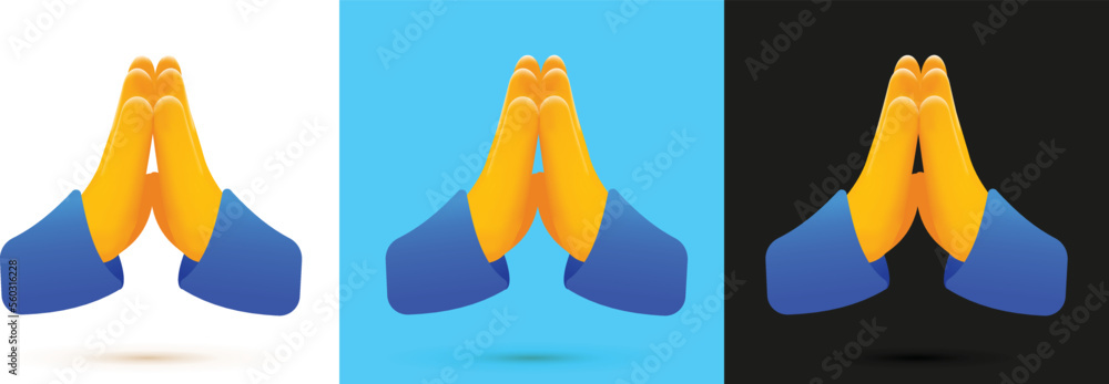 Folded hands icon, 3d hand pray icon, Namaste icon, prayer symbol, help ...