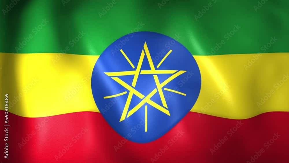 Animation of the Ethiopian flag. 4K. Ethiopia flag flying, Federal ...