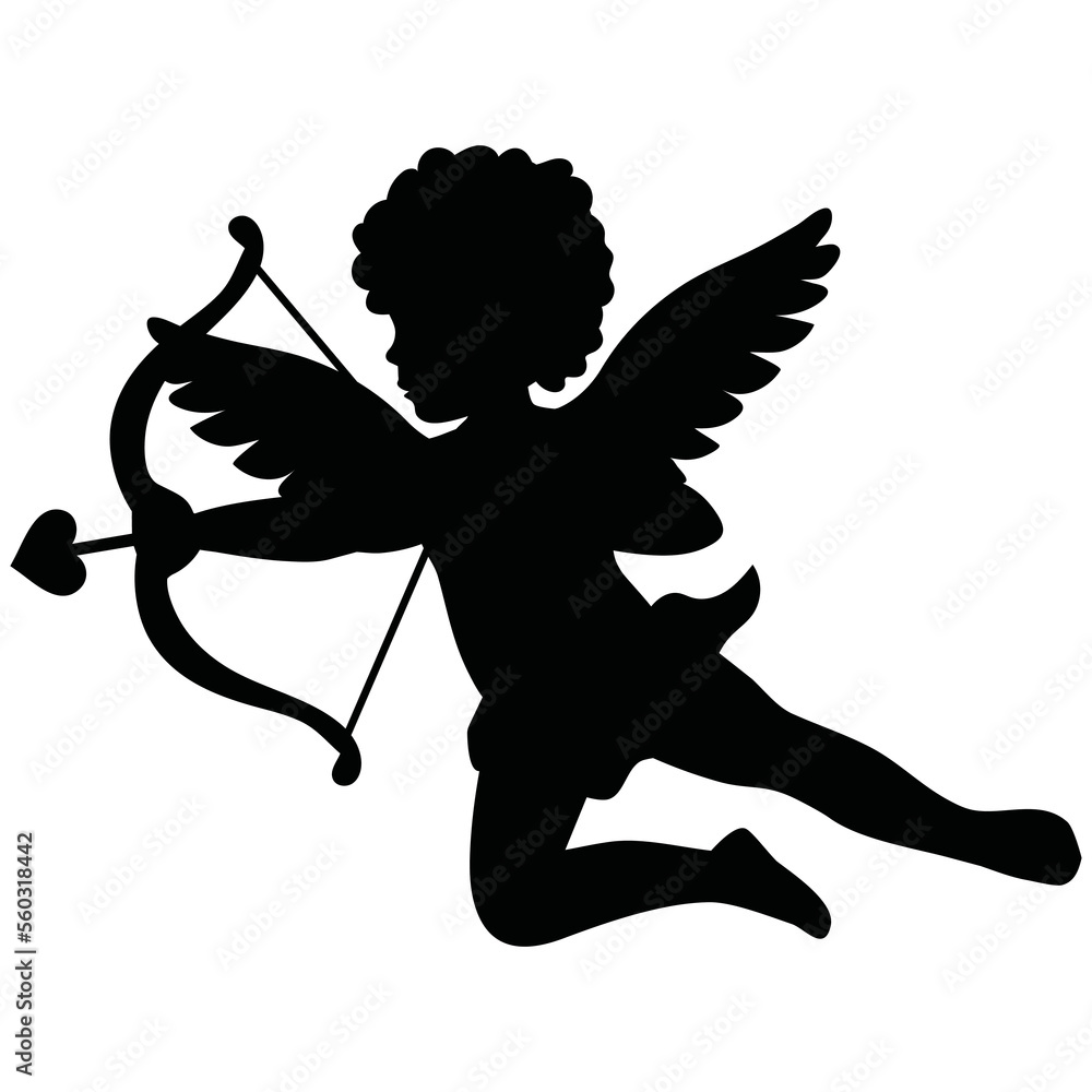 Shooting cupid silhouette vector cartoon illustration Stock Vector ...