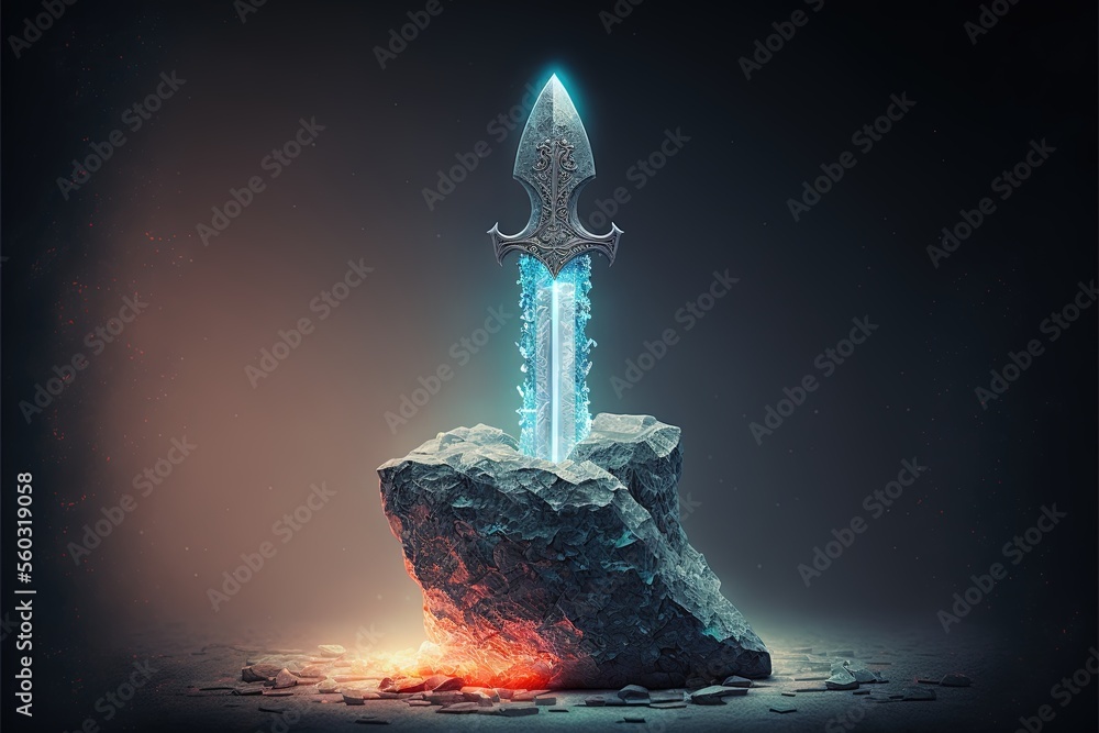 Generative AI Illustration of King Arthur's Excalibur: A Medieval Sword ...