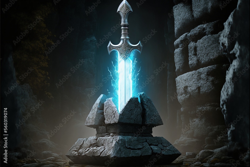 Generative AI Illustration of King Arthur's Excalibur: A Medieval Sword ...