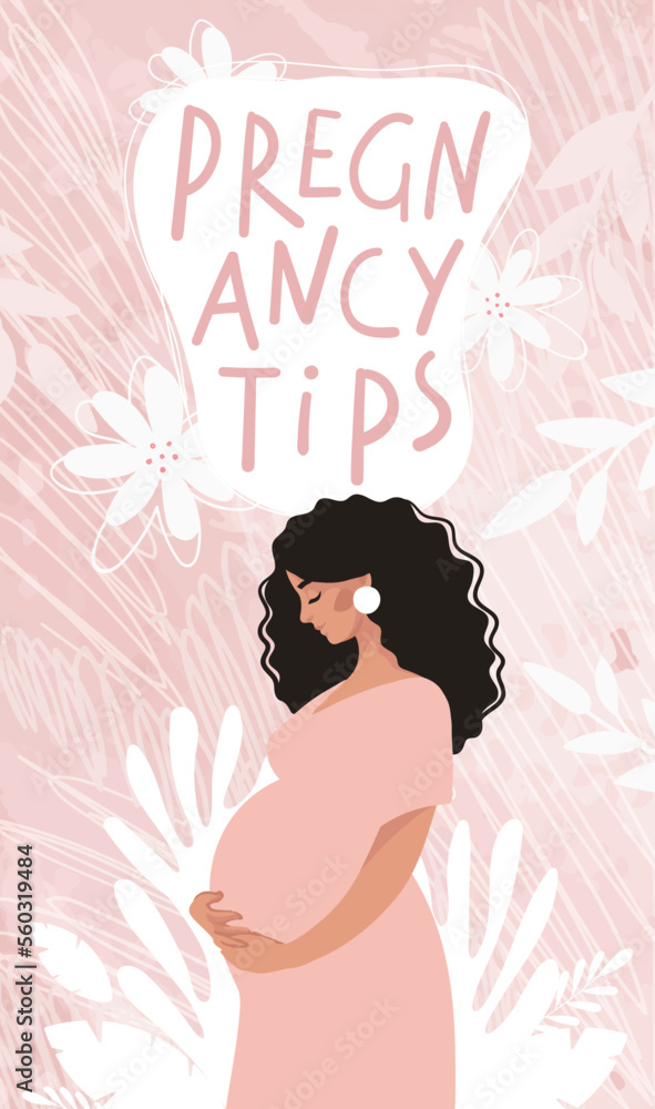 Pregnancy tips, template for social media stories. Pregnant woman ...