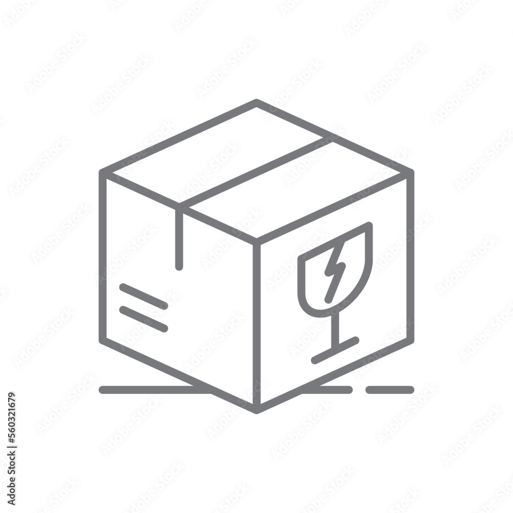 Fragile Delivery service icon with black outline style. Related to ...