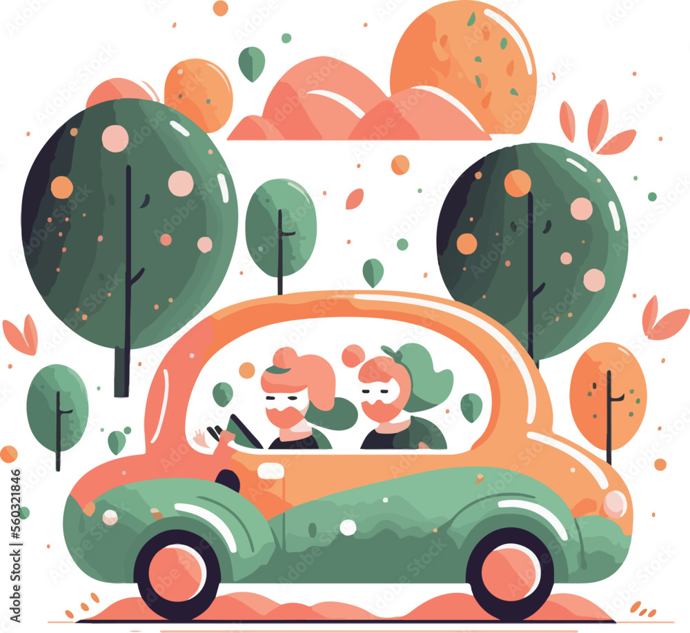 car, road, vector, cartoon, illustration, travel, vehicle, transport ...