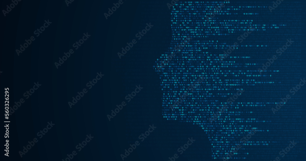 Binary code. numbers of the computer matrix. Concept of coding, hacker ...