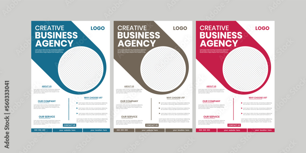 set of a4 size 3 color graphic print infographic flyer . business flier ...