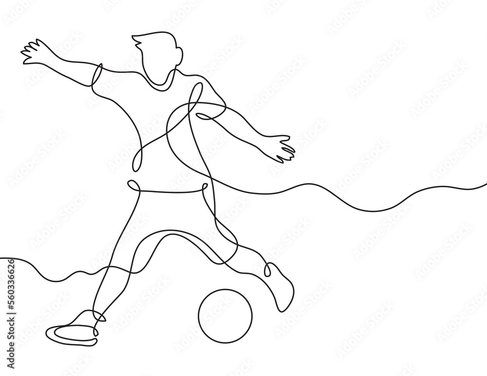 continuous line drawing soccer player - PNG image with transparent ...