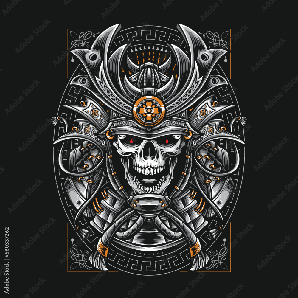 skull ronin samurai for tshirt design Stock Vector | Adobe Stock