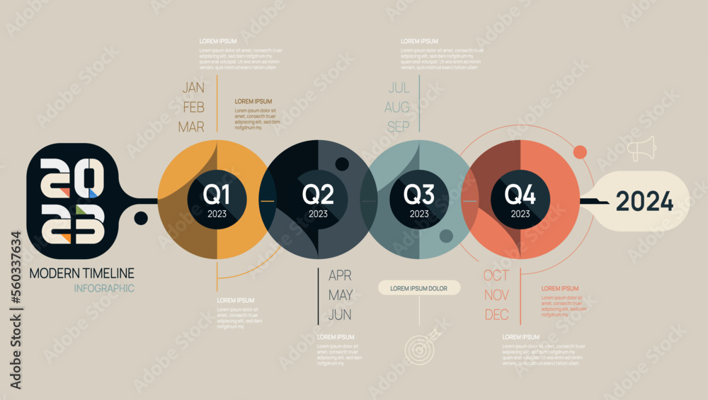 Infographic 2023 template for business. Modern Timeline diagram ...