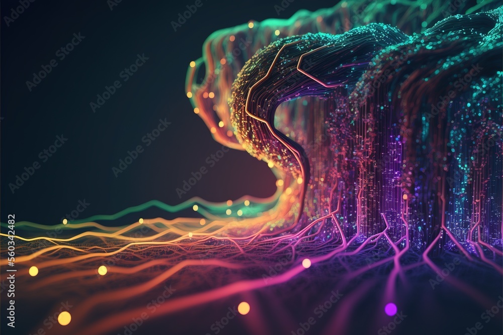 Cyber big data flow. blockchain data fields. artificial intelligence ...