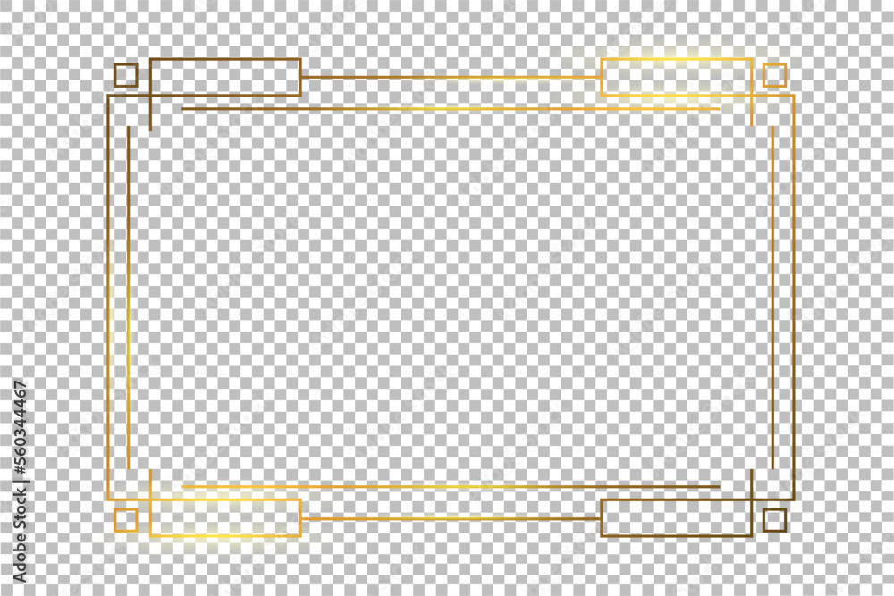 Luxury gold border isolated on transparent background. Glowing gradient ...