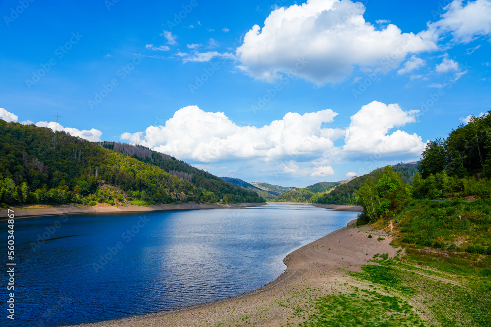 Nature at the Odertalsperre in the Harz Mountains, near Bad Lauterberg ...