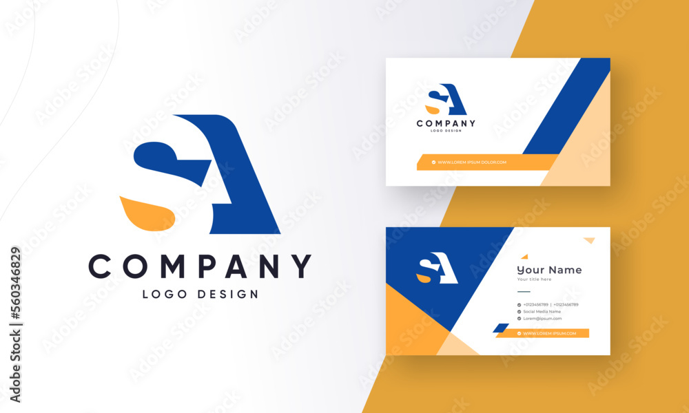 Initial Letter SA or AS logo design with premium business card template ...