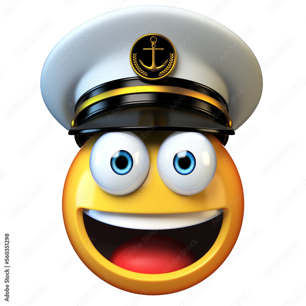 Marines hat emoji isolated on white background, admiral emoticon ...
