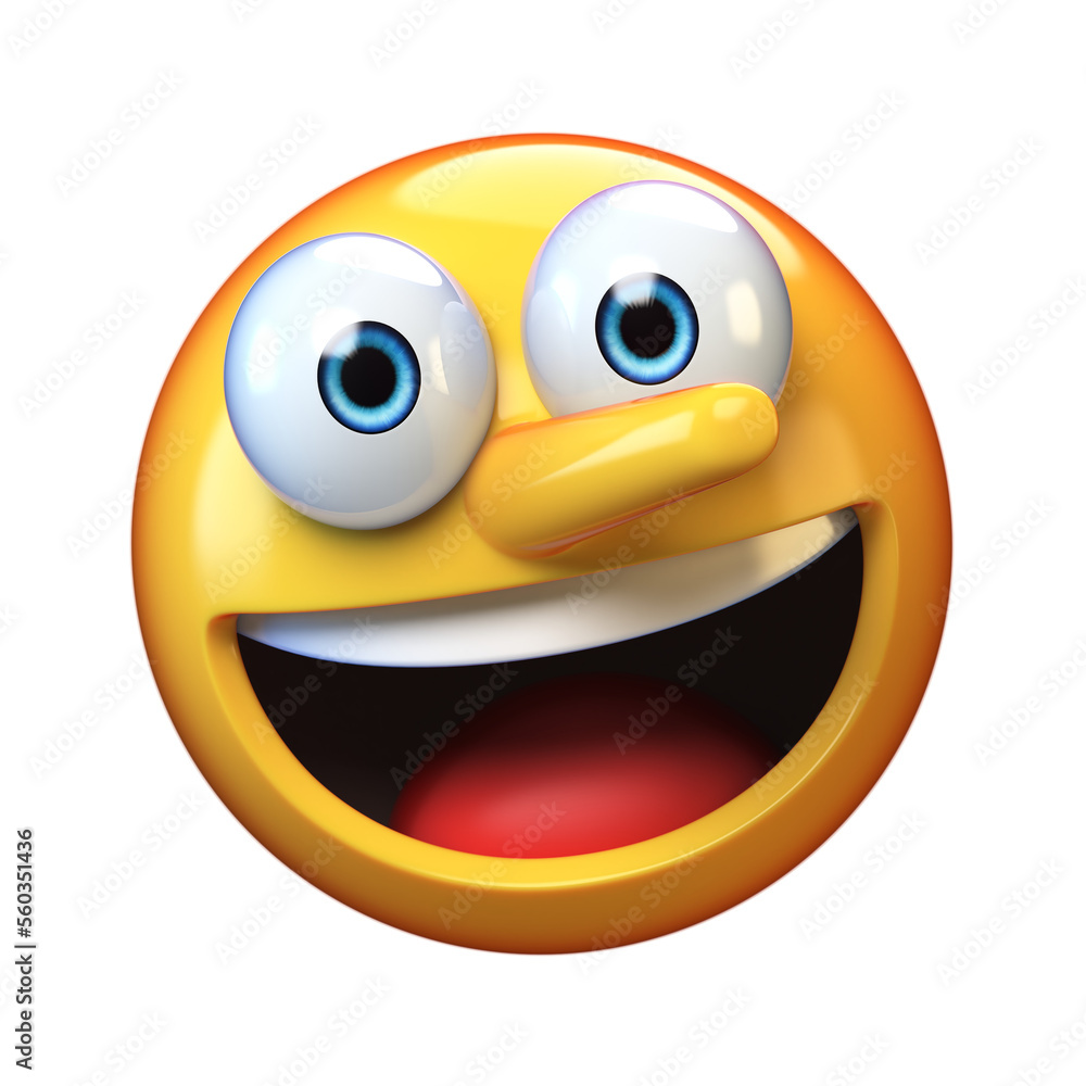Emoticon liar, emoticon with long nose 3d rendering Stock Illustration ...