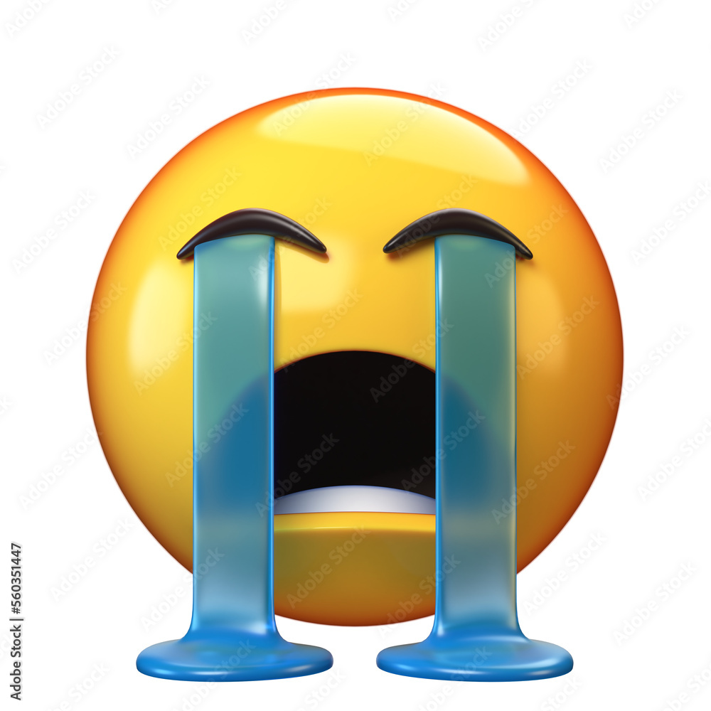 Crying emoji isolated on white background, emoticon in tears 3d ...