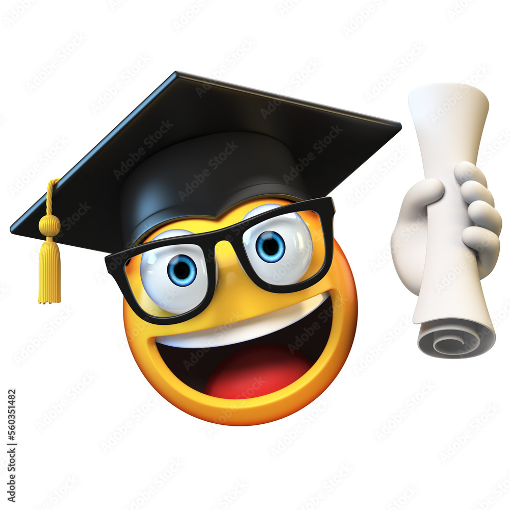 Emoji graduate student isolated on white background,emoticon wearing ...