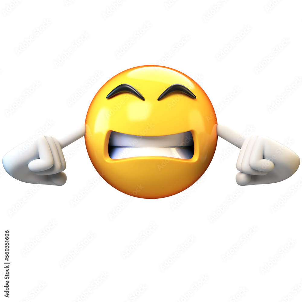 Emoji covering his ears, not listening, isolated on white background ...