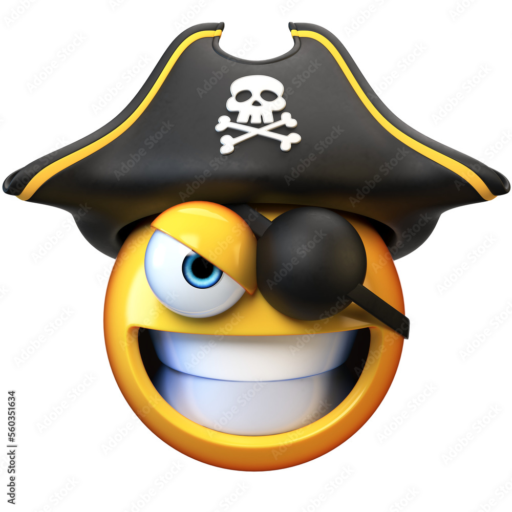 Pirate emoji isolated on white background, emoticon with the pirate hat ...