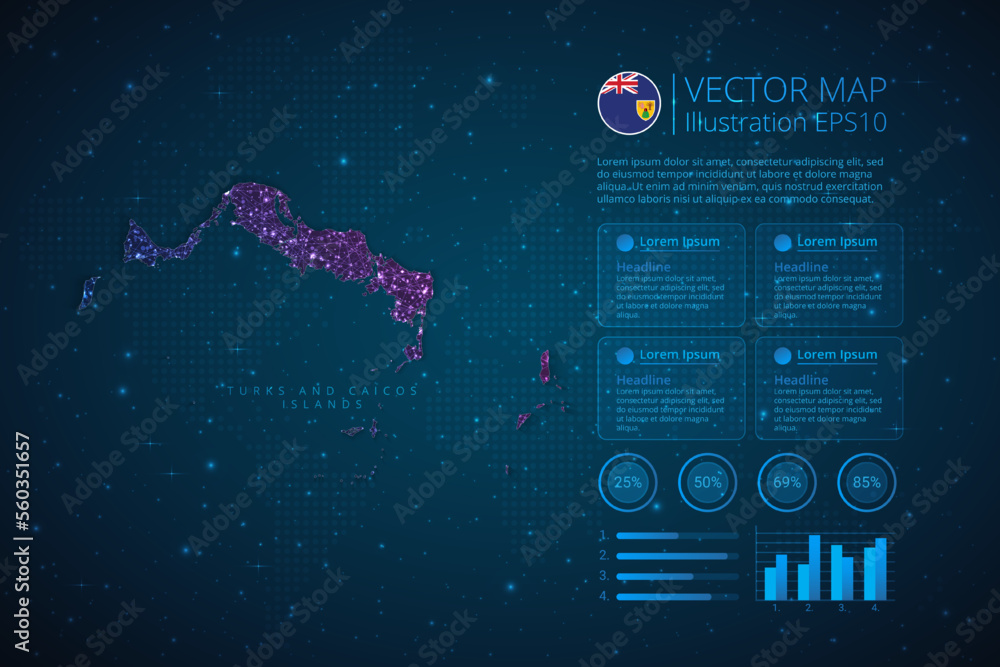 Turks and Caicos Islands map infographics template for diagram, graph ...