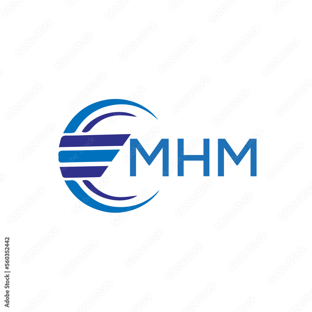 MHM letter logo. MHM blue image on white background. MHM vector logo ...