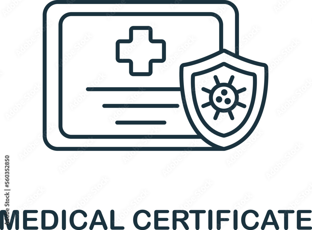 Medical Certificate icon. Monochrome simple New Normality icon for ...