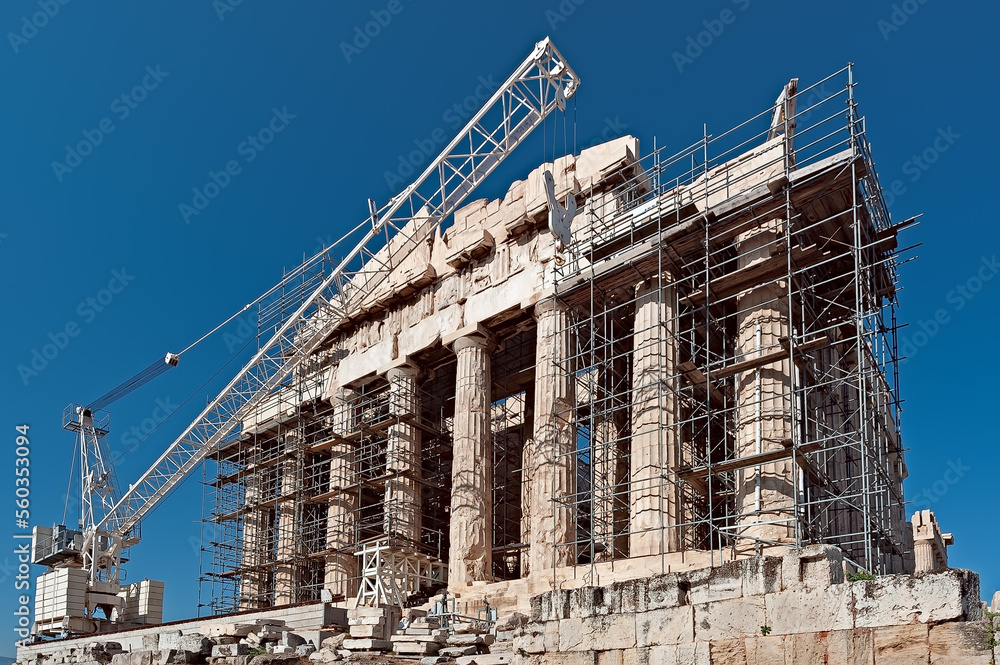 Ongoing restoration works on the Acropolis and the Parthenon in Athens, Greece Stock Photo ...