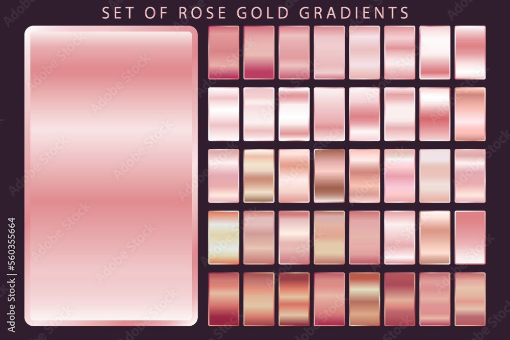 Rose Gold Metallic Gradients Collection Flat Vector Stock Vector ...