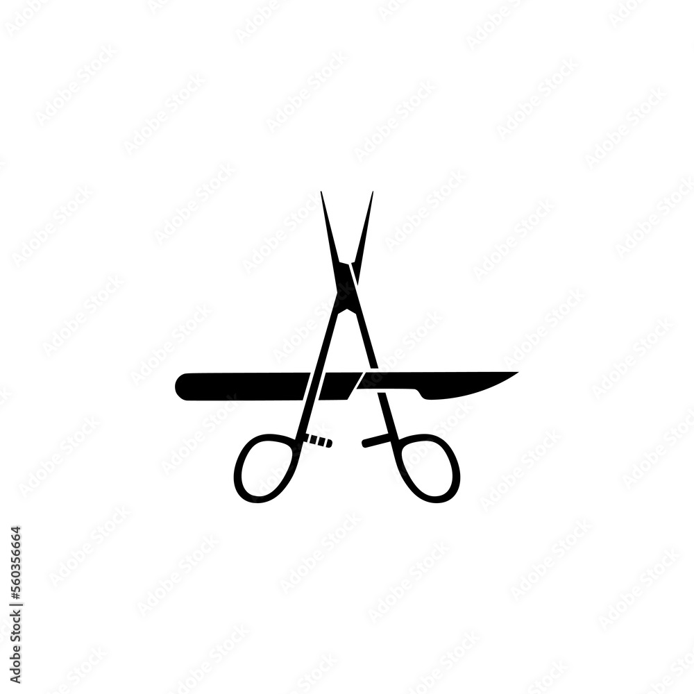 Surgical instruments icon. Medical Scissors and scalpel icon isolated ...