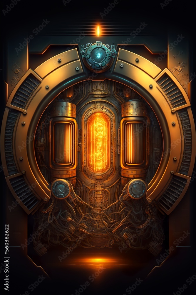 Steampunk furnace with burning energy in mechanical steam engine with ...