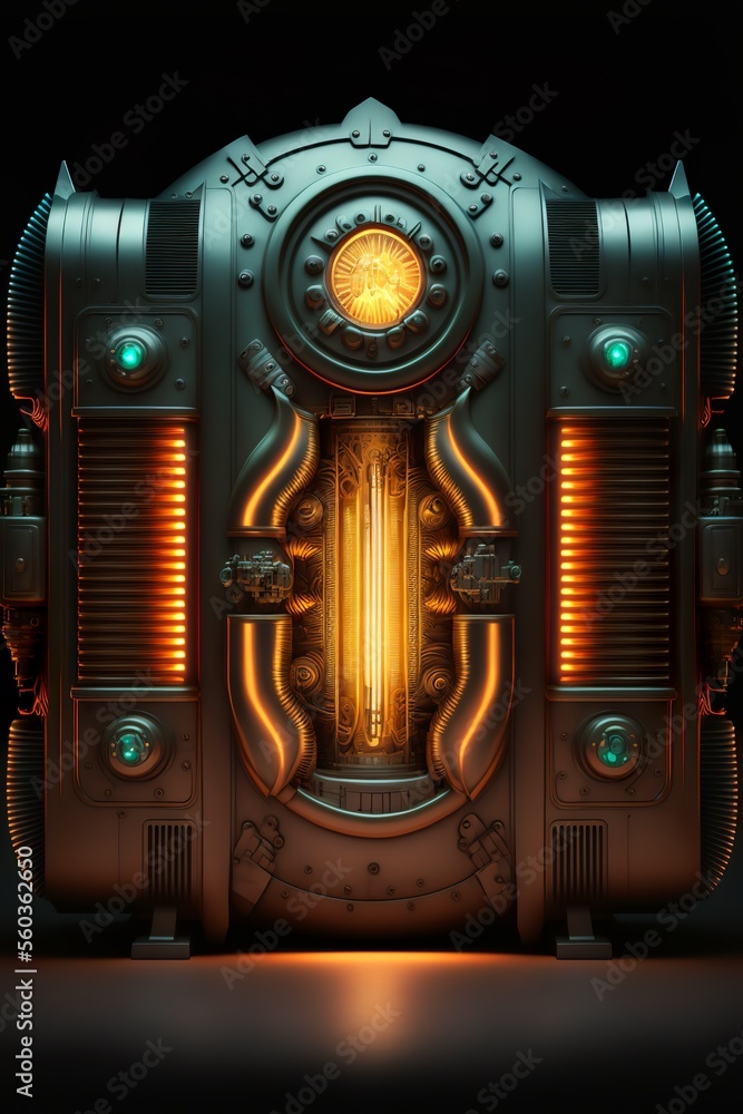 Steampunk furnace with burning energy in mechanical steam engine with ...