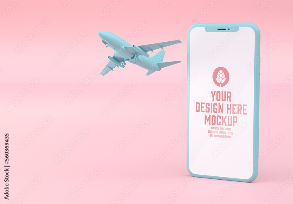 Smartphone with Plane Mockup Stock Template | Adobe Stock