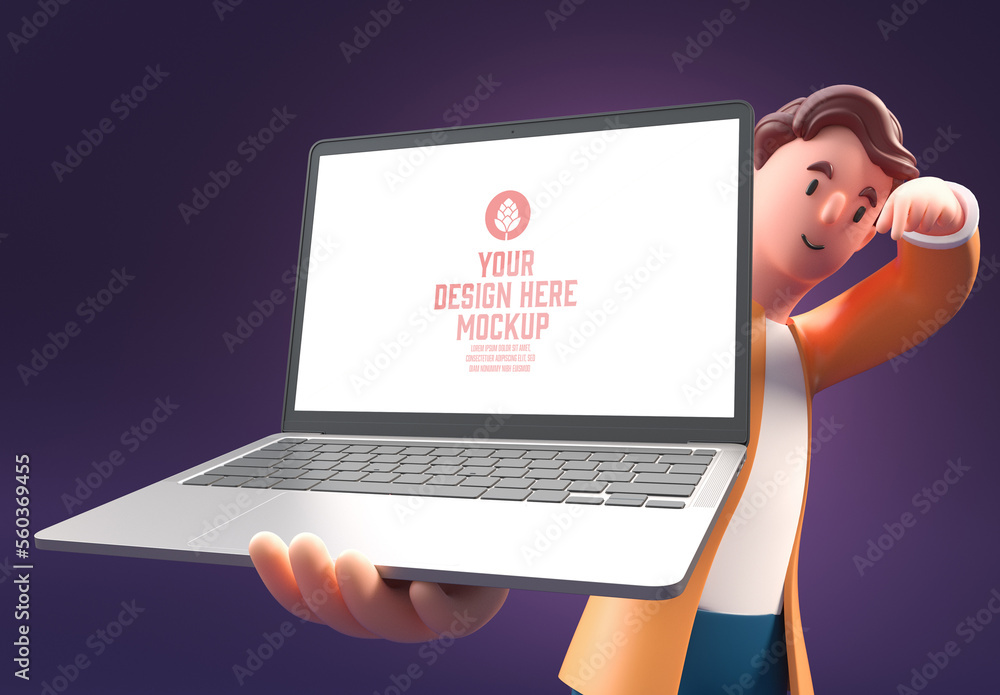 Man with Laptop Mockup Stock Template | Adobe Stock