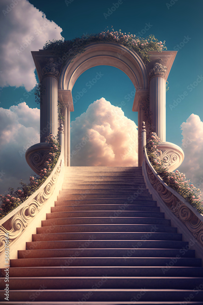 gate of heaven, arch in the sky, stairway to heaven, generative ai ...