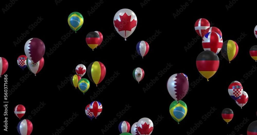Balloons Helium With Flags Textures Flying from Bottom to top Isolated ...