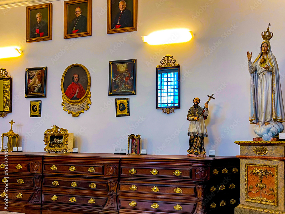 Porto, Portugal, 2022, December 6: View of sacristy inside the church ...