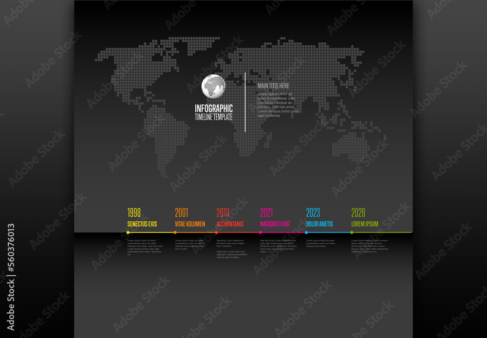 Simple dark horizontal folded paper timeline process infographic Stock ...