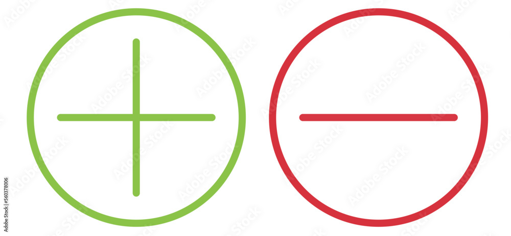 Plus and minus icon, electrical circuit icon, negative and positive ...