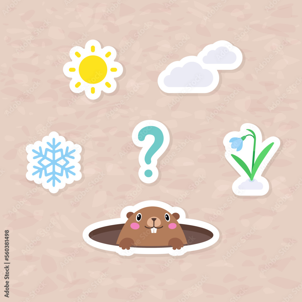 Cute cartoon marmot sticker pack. Printable vector illustration Stock ...