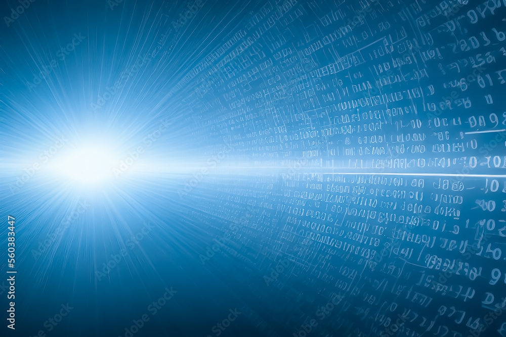 Binary code pattern. Abstract blue background.Futuristic Particles for ...