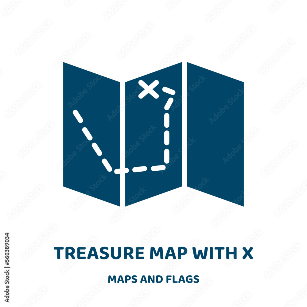 treasure map with x vector icon from maps and flags collection. map ...