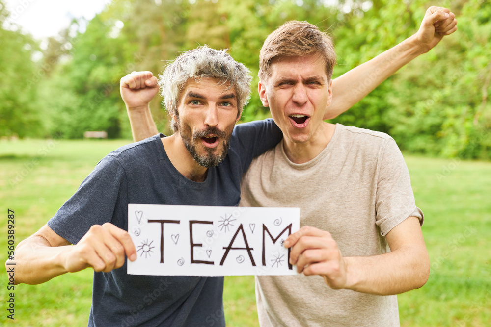 Two men as winners at the outdoor sports event Stock Photo | Adobe Stock