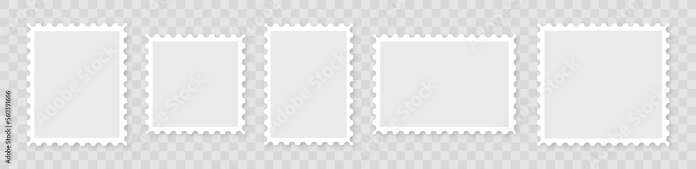 Postage stamps border template. Blank frame of postal stamp for mail ...