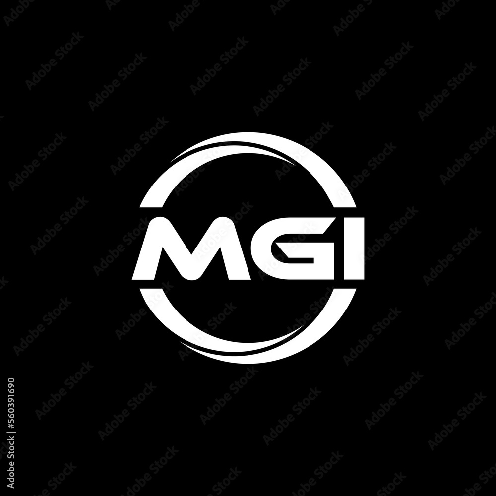 MGI letter logo design with black background in illustrator, cube logo ...