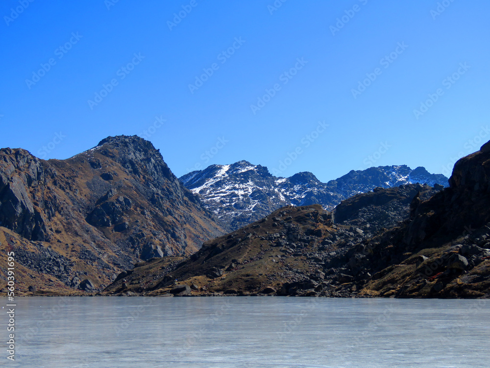 Gosainkunda Frozen Lake, also spelled Gosainkunda, is an alpine ...