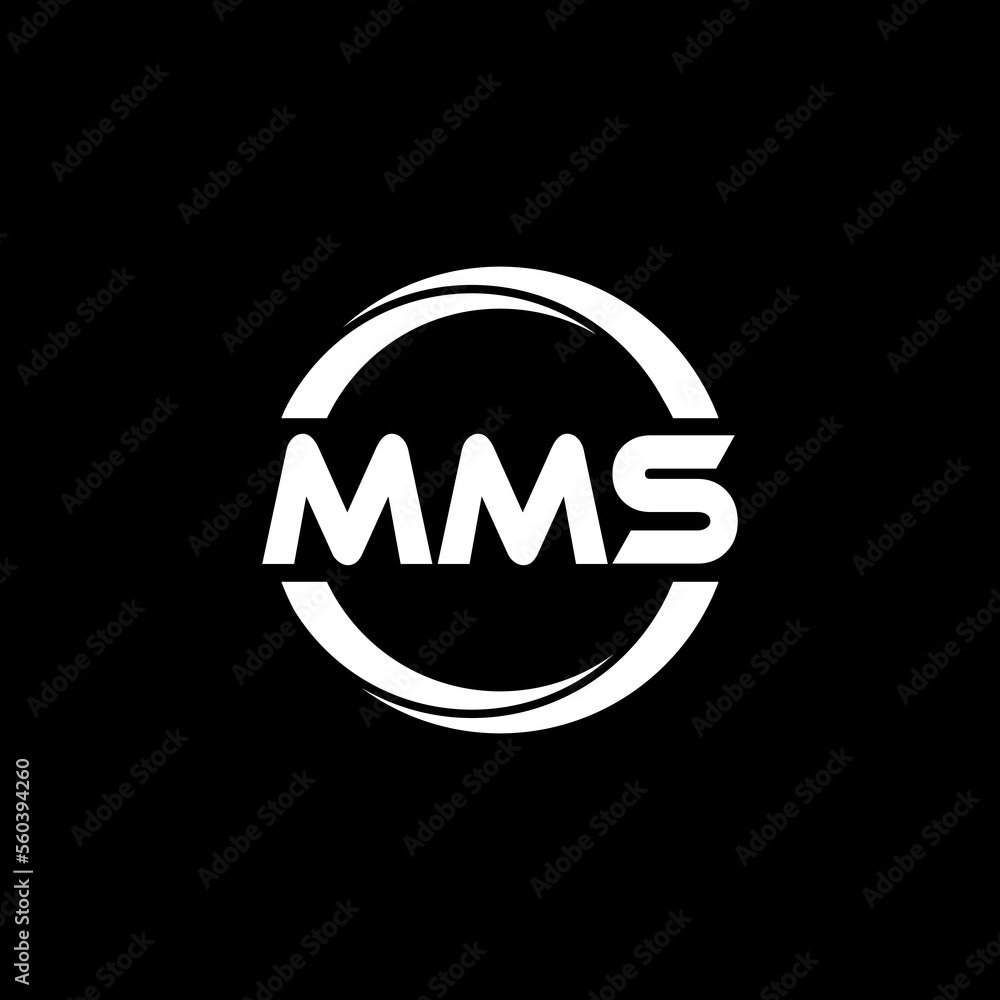 MMS letter logo design with black background in illustrator, cube logo ...