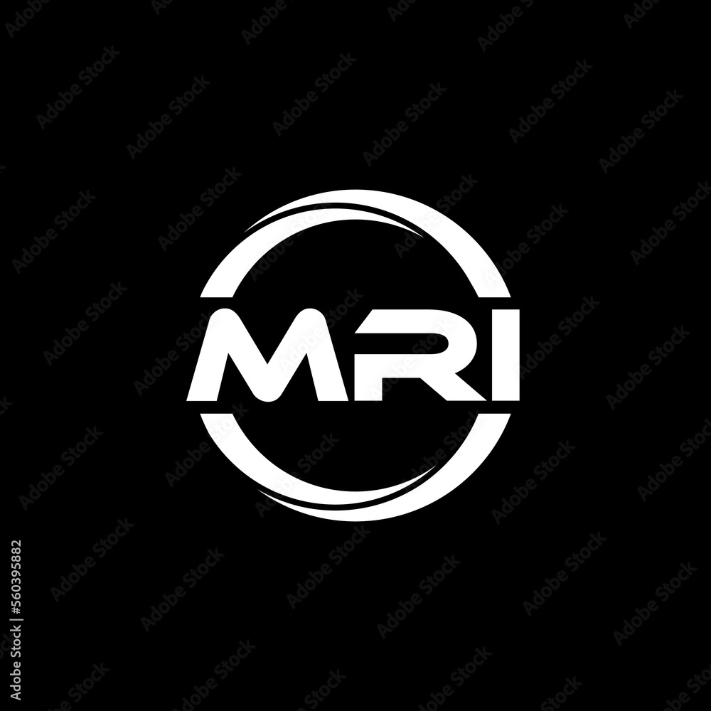 MRI letter logo design with black background in illustrator, cube logo ...