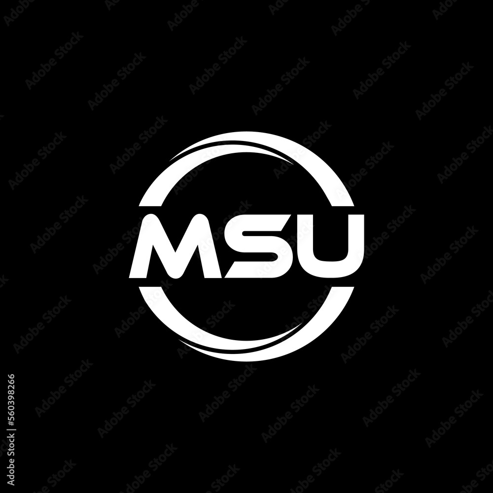 Vecteur Stock MSU letter logo design with black background in ...