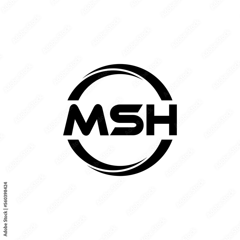 MSH letter logo design with white background in illustrator, cube logo ...